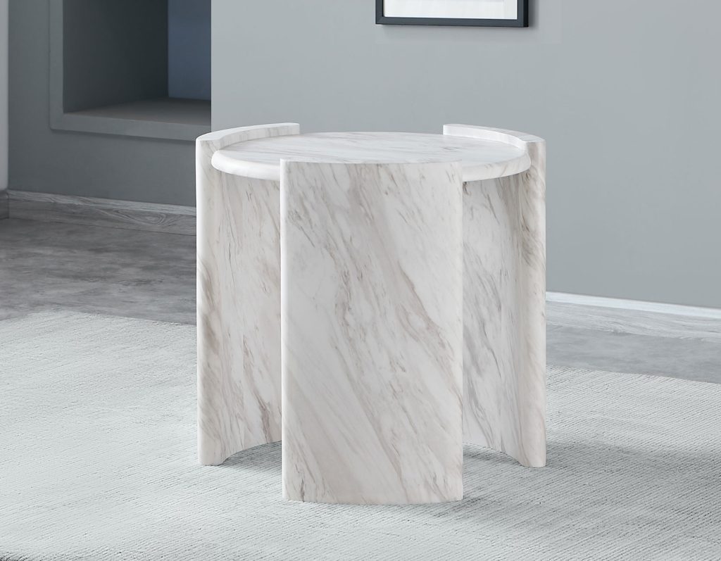 Merino Faux-Marble Round End Table - Steve Silver Company