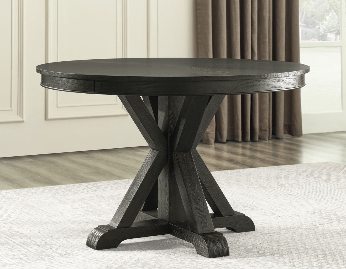 Rylie 48-inch Round Table Top, Black Finish - Steve Silver Company