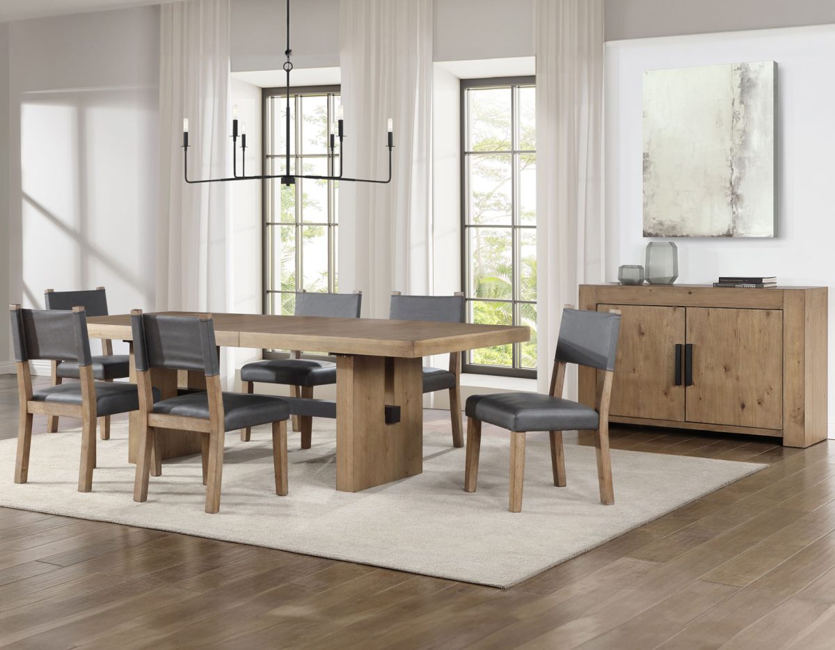 Aubrey Waxed Driftwood 7-Piece 78-96" Dining Set - Steve Silver Company