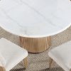 Colvin 5-Piece 52" Round White Marble Dining Set, Toffee Finish - Steve ...