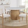 Colvin 5-Piece 52" Round White Marble Dining Set, Toffee Finish - Steve ...