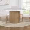 Colvin 5-Piece 52" Round White Marble Dining Set, Toffee Finish - Steve ...