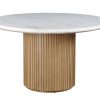 Colvin 5-Piece 52" Round White Marble Dining Set, Toffee Finish - Steve ...