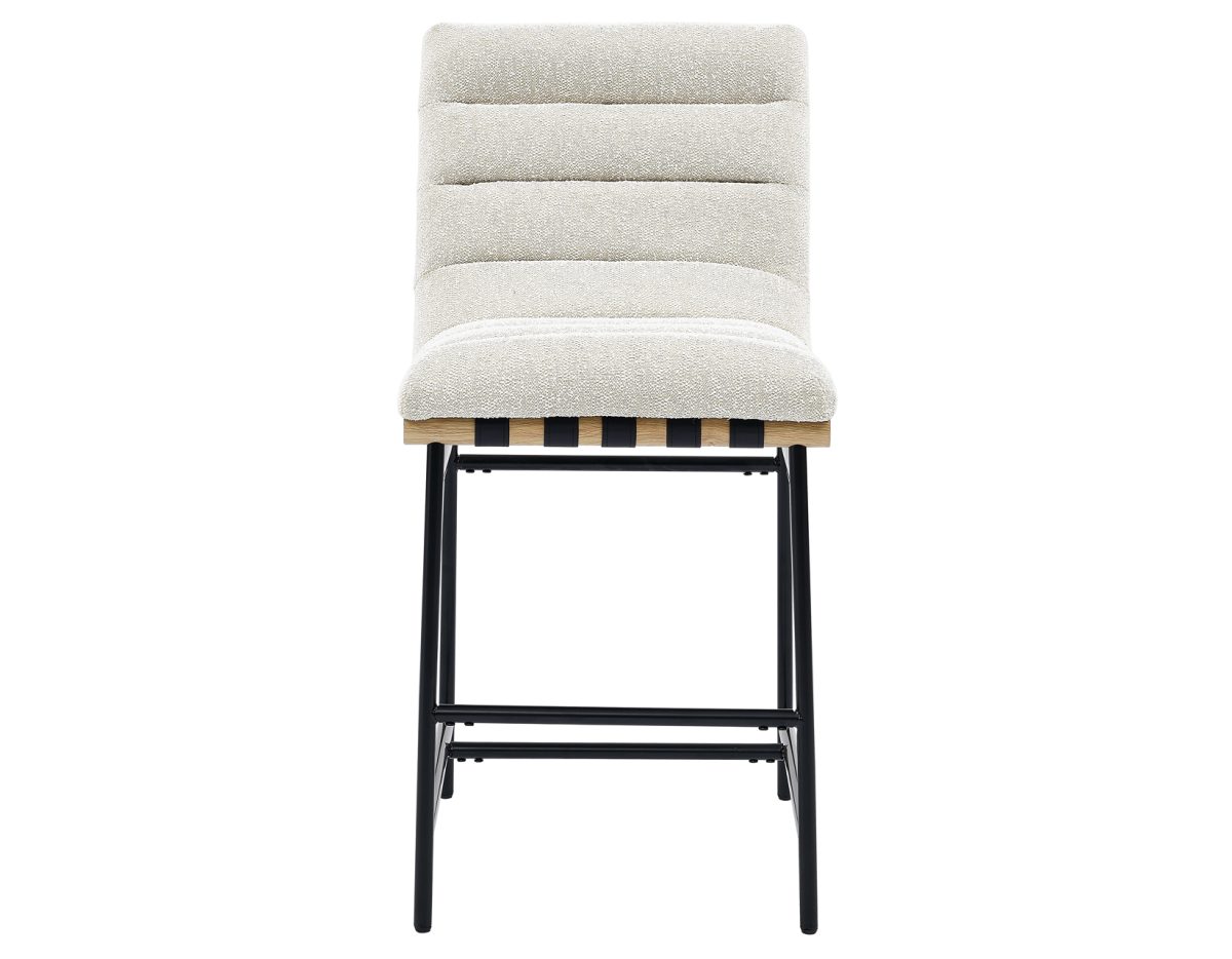 Nicco 24-inch Eggshell Polyester Fabric Counter Stool with Black Iron ...