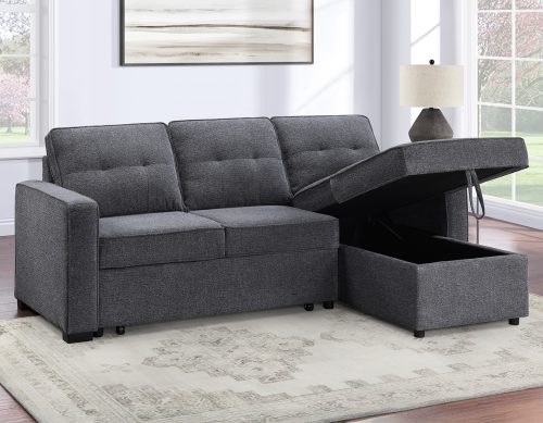 Noah Flippable, Convertible Storage Sleeper Chofa, Gray - Steve Silver ...