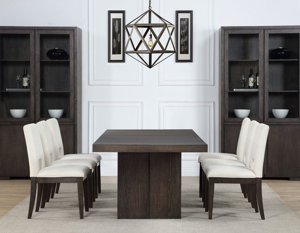 Evan 5-Piece 78-96-inch Dining Set with 4 Eggshell Linen-Look Side ...